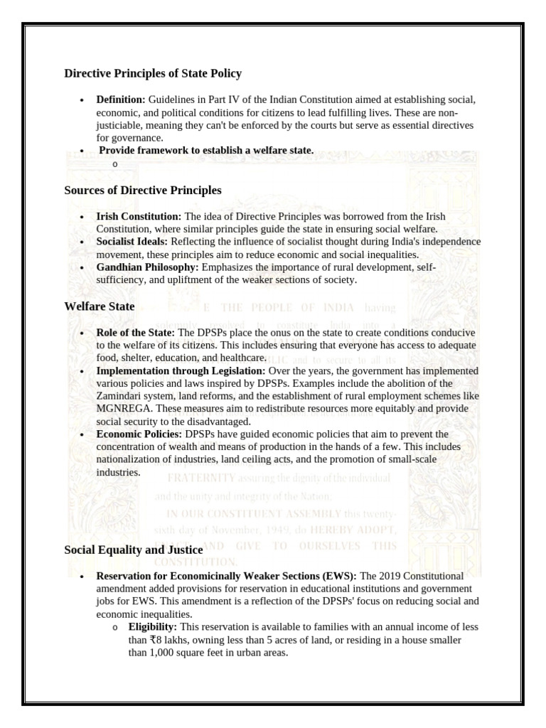 Directive Principles of State Policy Notes | PDF | Justice | Crime ...