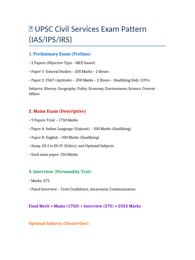 UPSC Exam Pattern Colorful | PDF