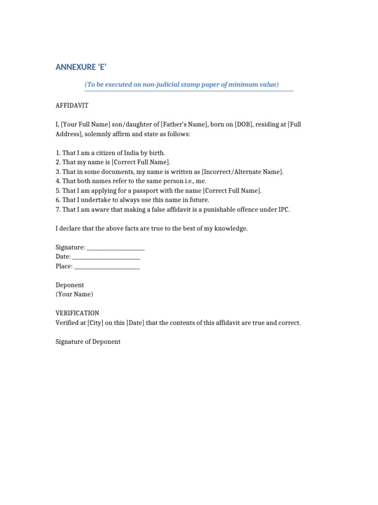 Annexure E Affidavit | PDF