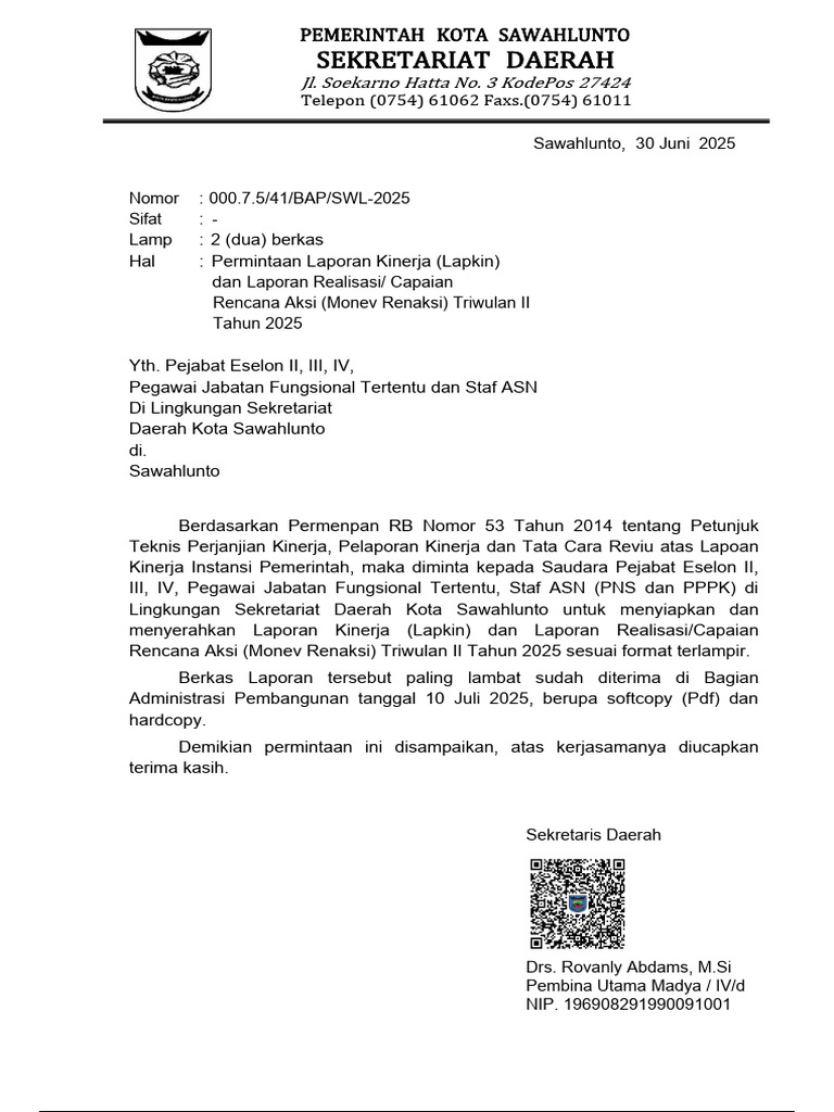 Permintaan Lapkin dan Monev 2025 | PDF