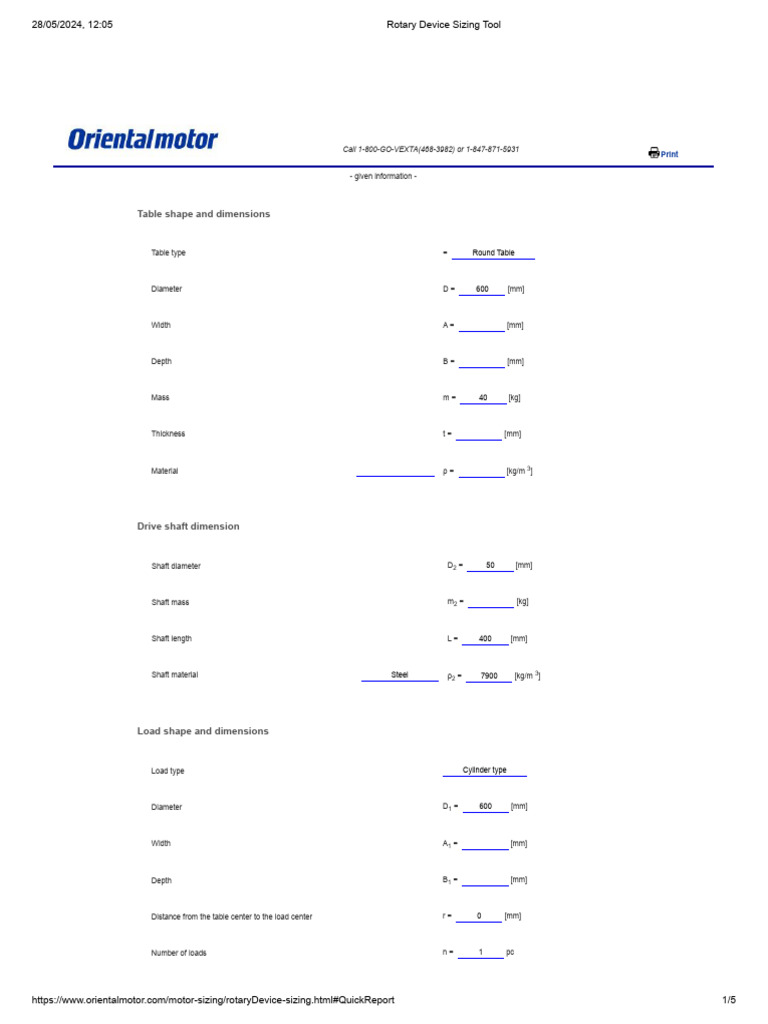 Rotary Device Sizing Calculation Guide | PDF | Machines | Mechanics