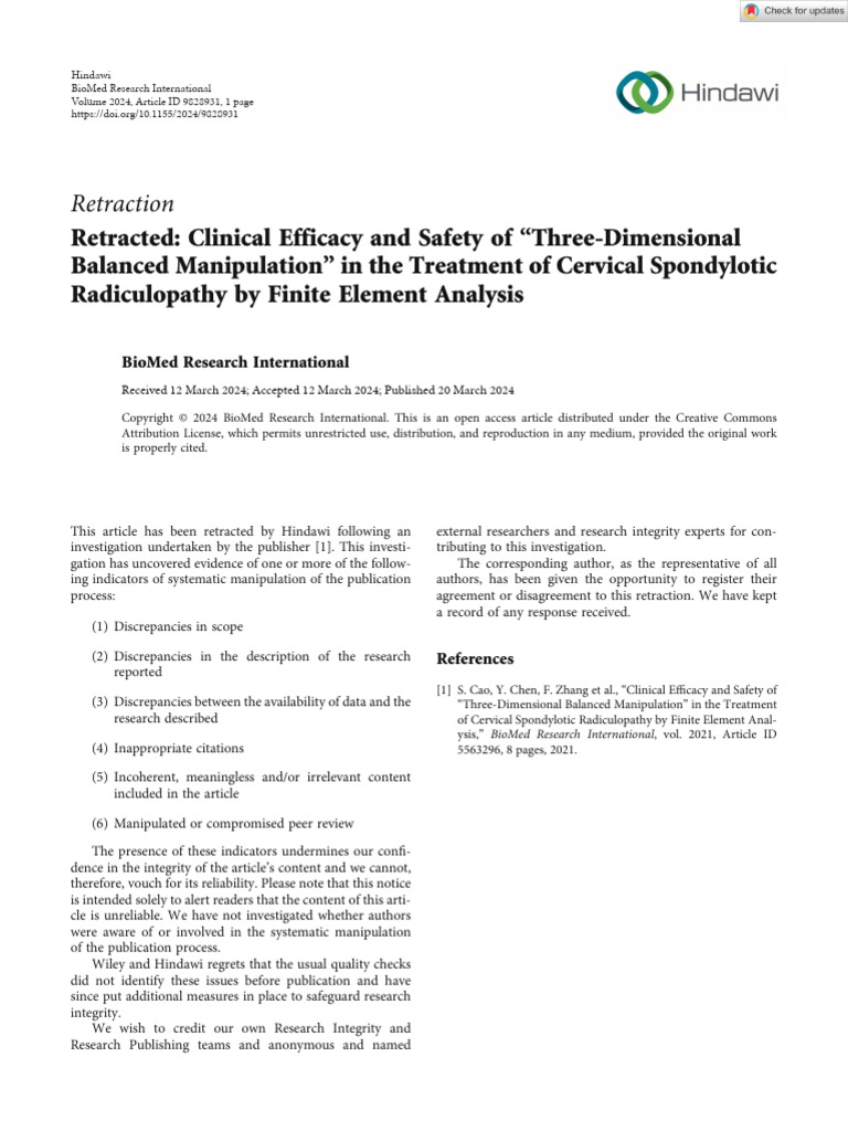 BioMed Research International - 2021 - Cao - Retracted Clinical ...