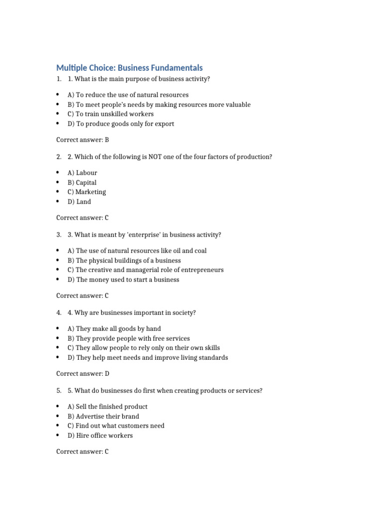 Business Multiple Choice | PDF | Legal Liability | Franchising