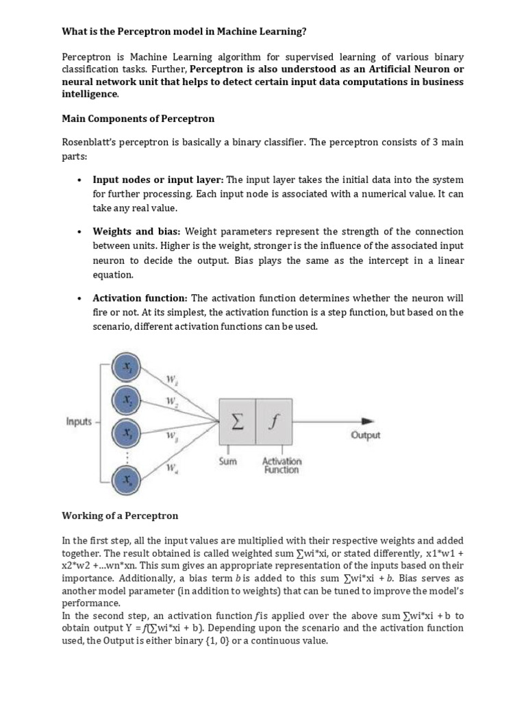 Perceptron and Multi Layer Perceptron | PDF | Theoretical Computer Science | Statistical ...