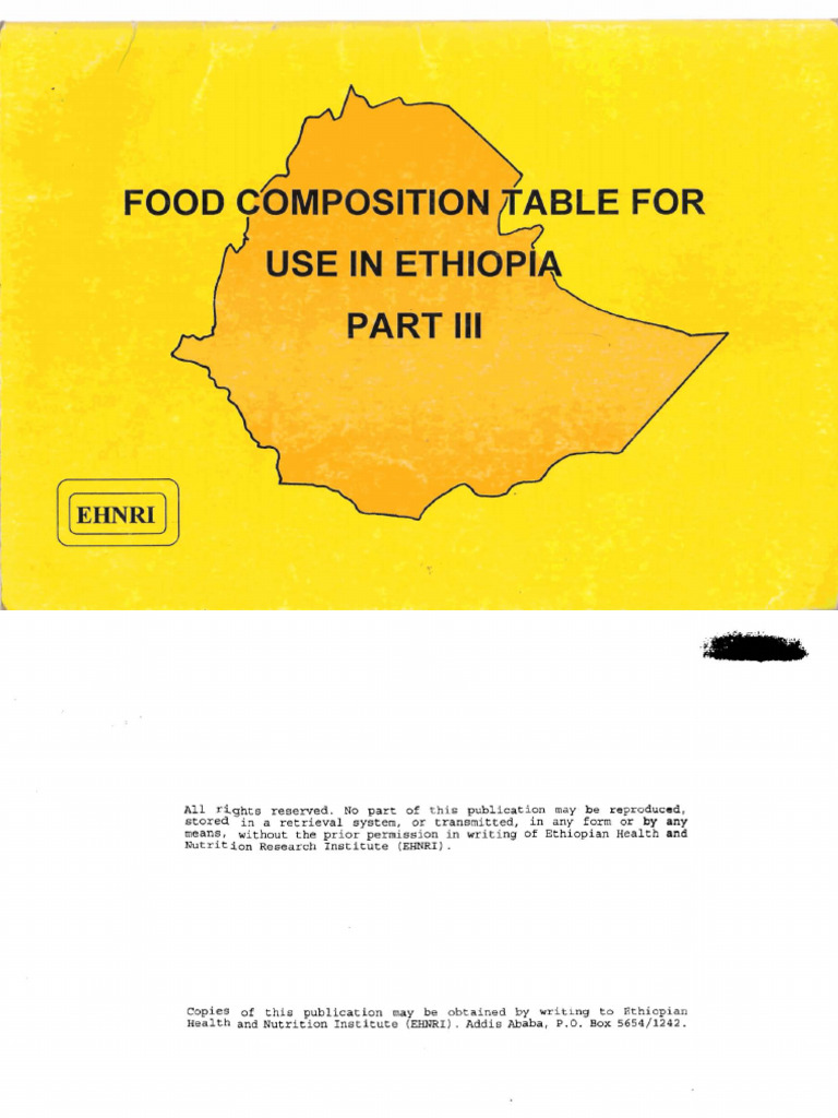 Food Composition Table For Use in Ethiopia III & IV | PDF | Food Energy ...