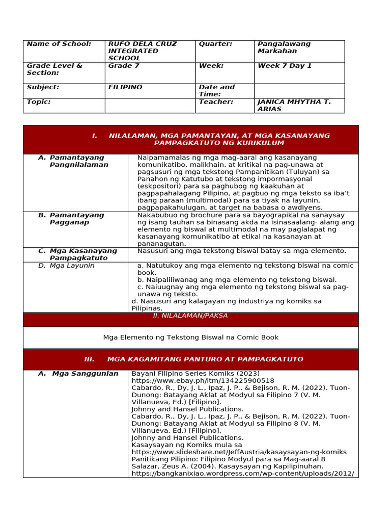 Fil7 Q2 W7 Day2 | PDF
