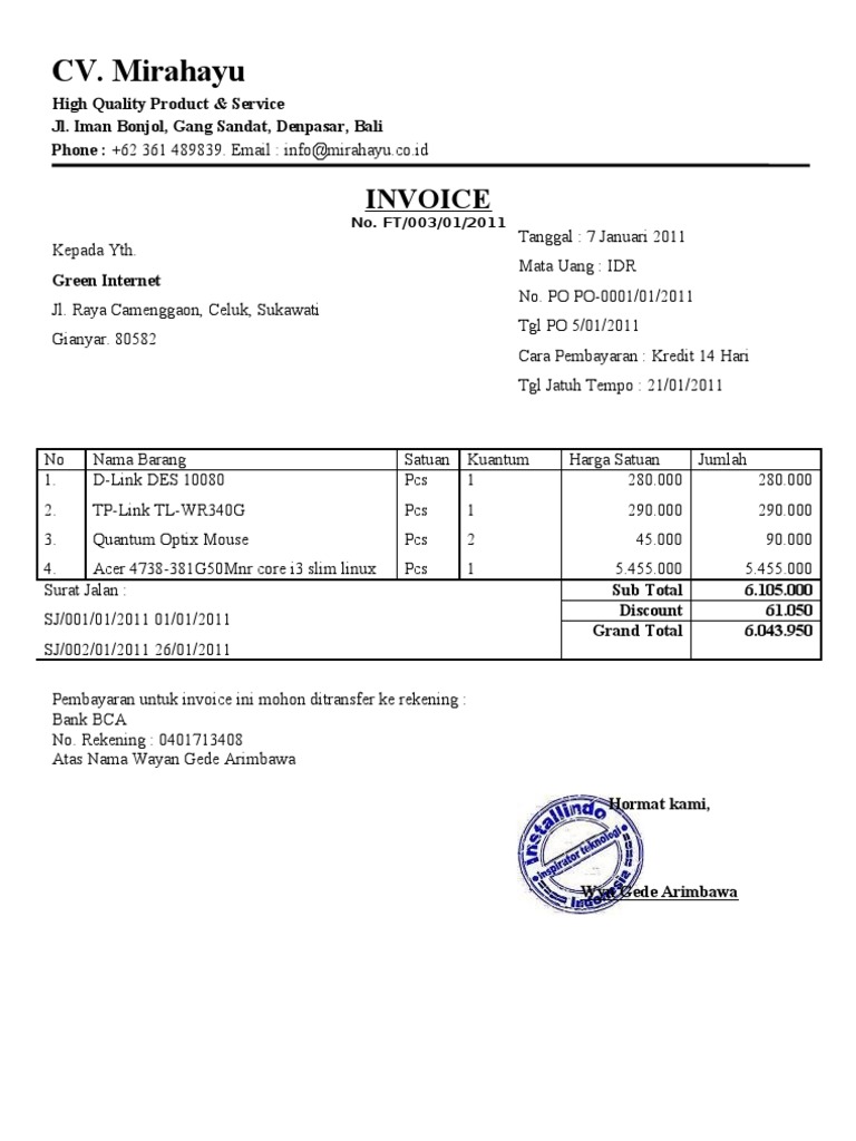 Contoh Invoice | PDF