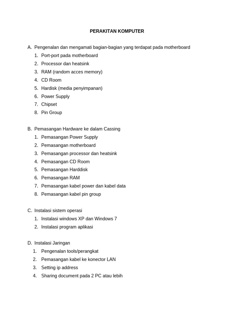 Pengenalan Perakitan Komputer | PDF