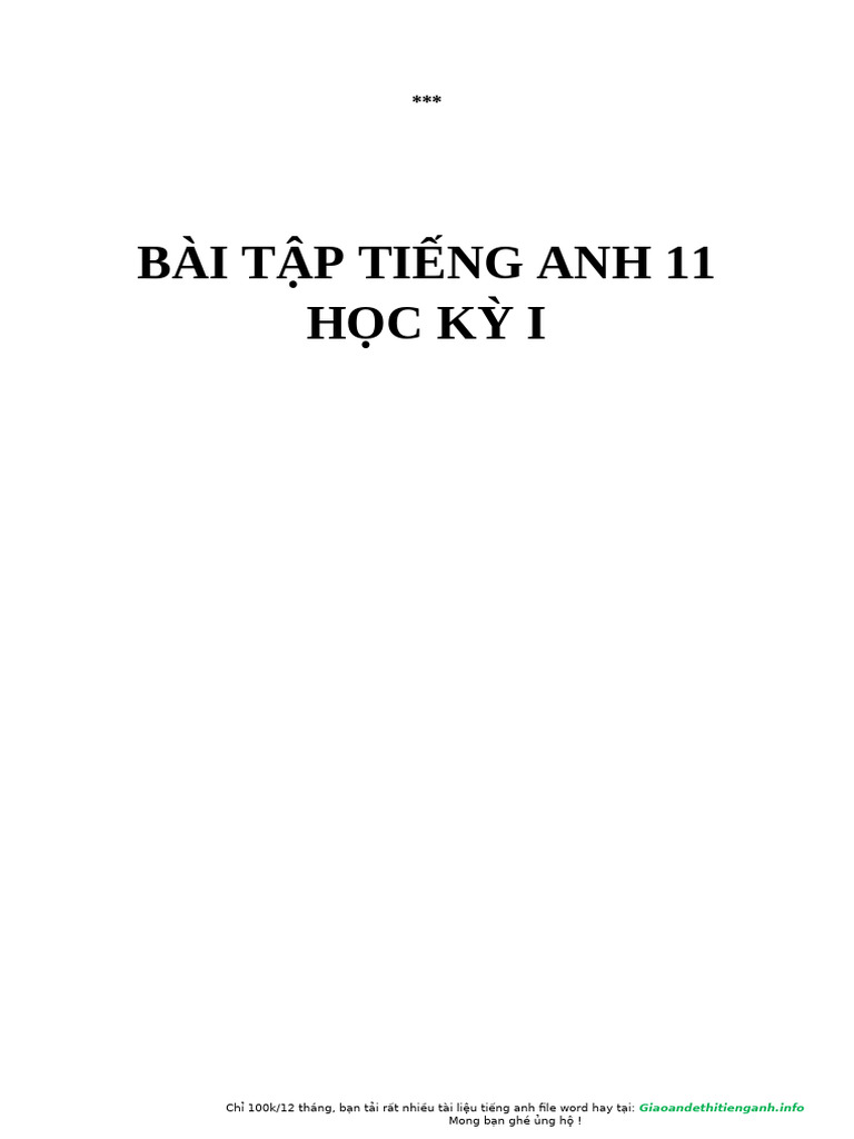 3. Bài Tập e11 Hk1 Bản Hs | PDF | Adolescence | Asana