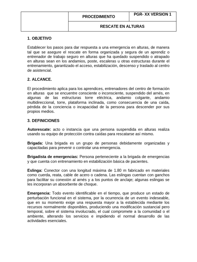 Procedimiento de Rescate en Alturas | PDF | Ambulancia