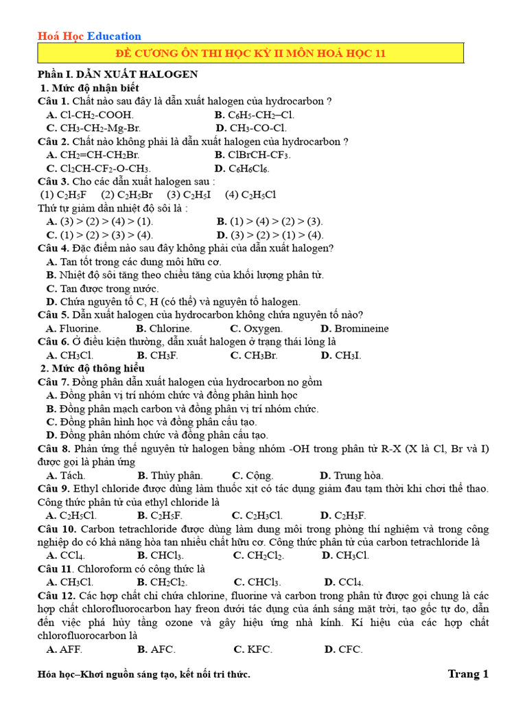 Đề Cương Ôn Hk2 Hóa 11 | PDF