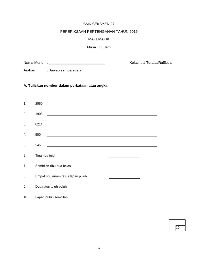 Latihan Matematik Pendidikan Khas | PDF