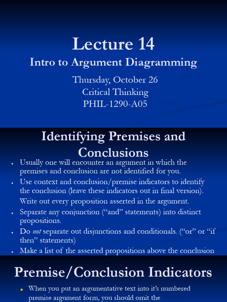 Lecture 14-Argument Diagramming | PDF | Argument | Reason