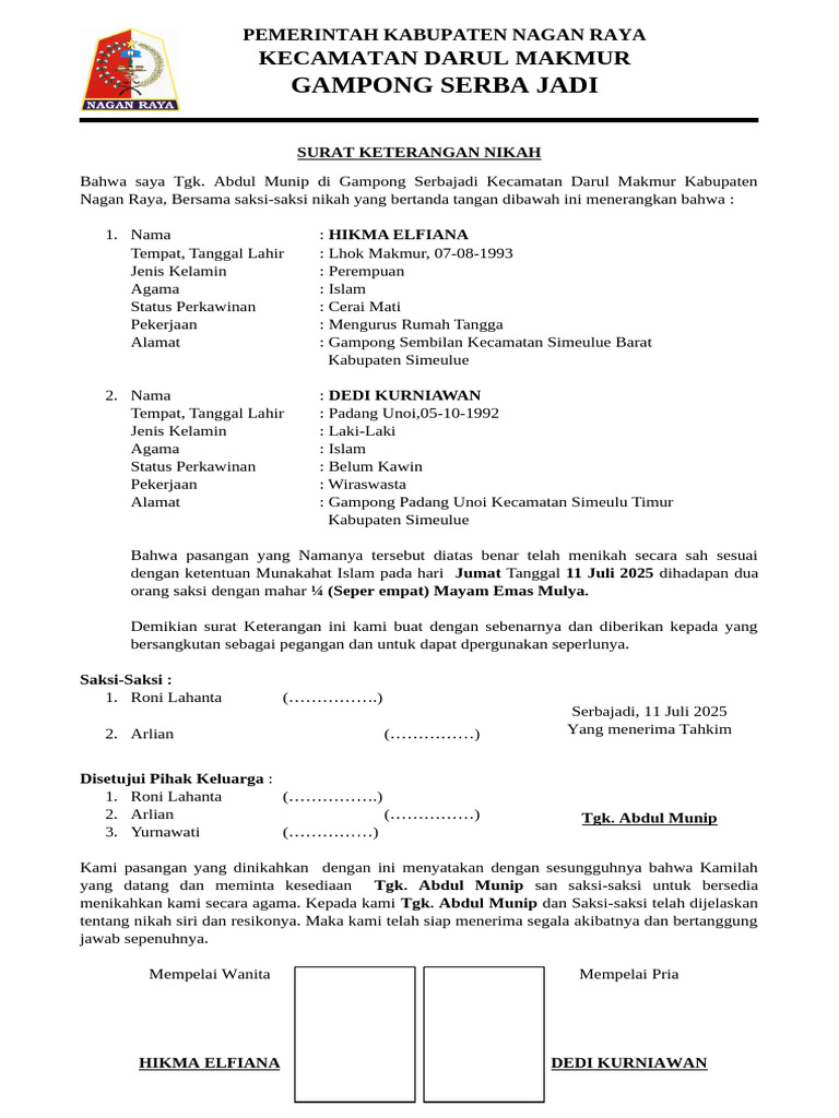 Keterangan Nikah Siri | PDF