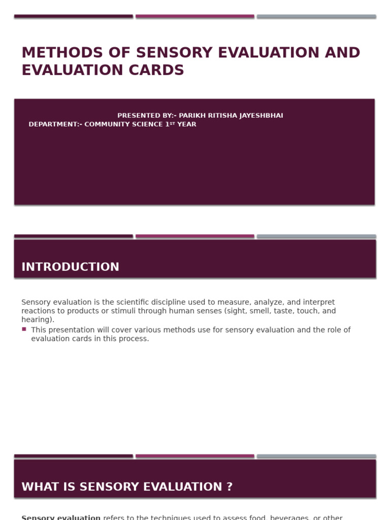 Methods of Sensory Evaluation and Evaluation Cards | PDF | Perception | Odor