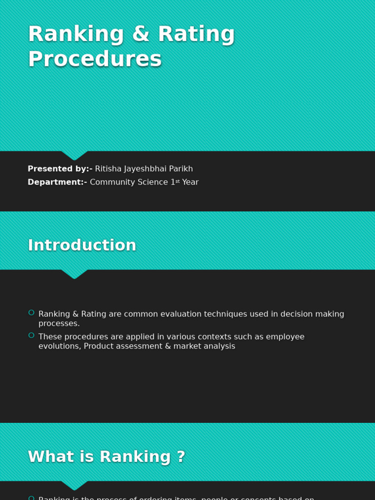 Ranking & Rating Procedure | PDF | Evaluation | Methodology