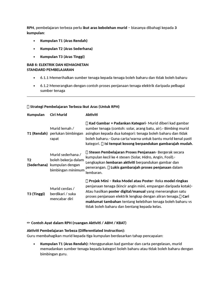 RPH Terbeza Tajuk Elektrik | PDF