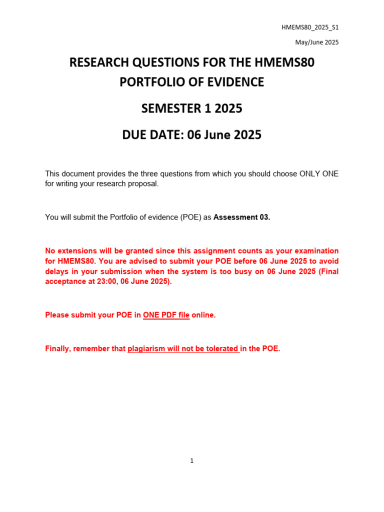Hmems80 - Research Questions For The Poe - Mayjune 2025 | PDF ...