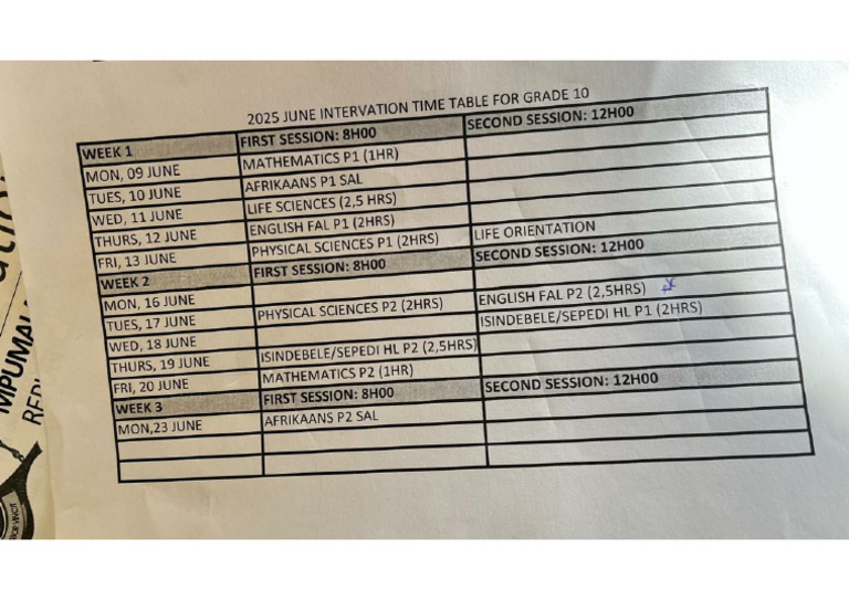 MP June Time Table 2025 | PDF