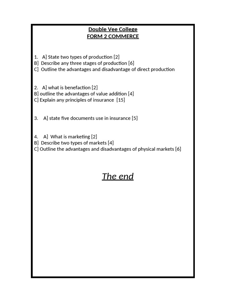 Form 2 Commerce Overview | PDF