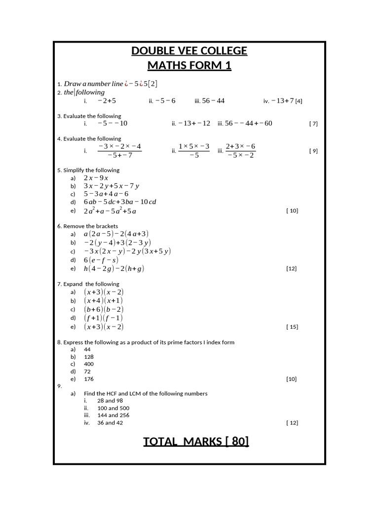 Maths Form 1 | PDF