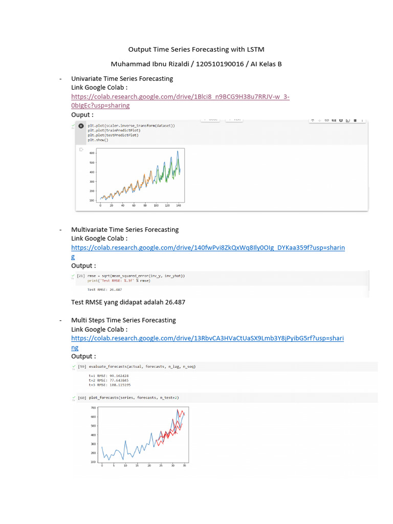 LSTM Time Series Forecasting - 120510190016 | PDF