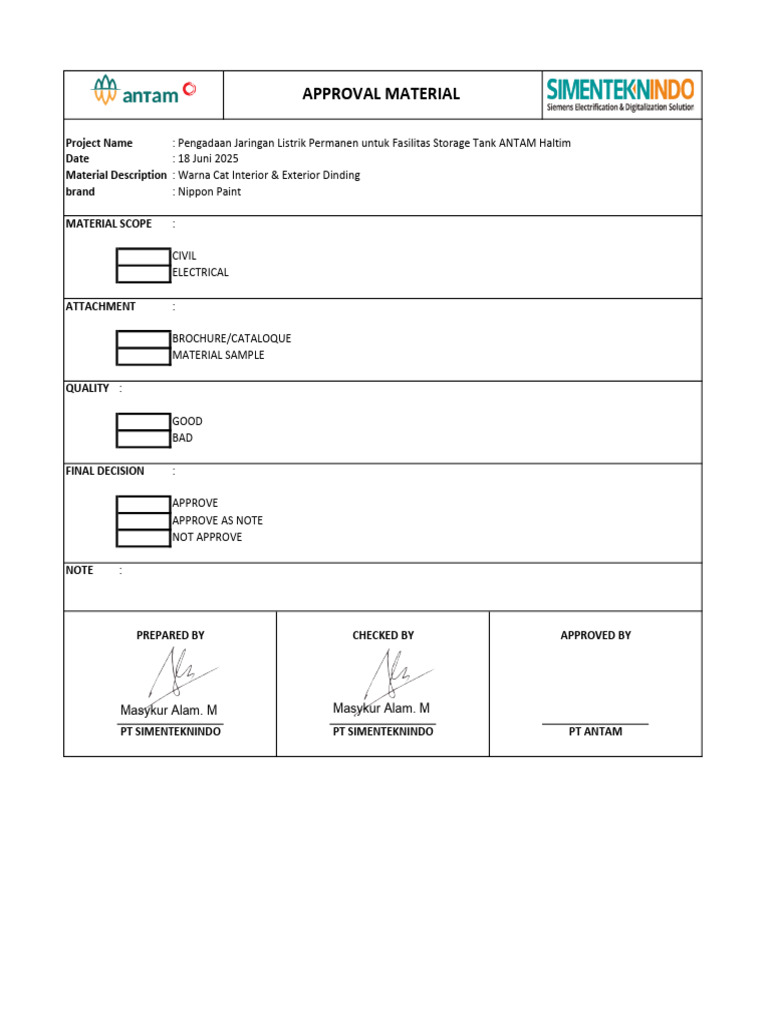 Approval Material Cat Interior & Exterior | PDF