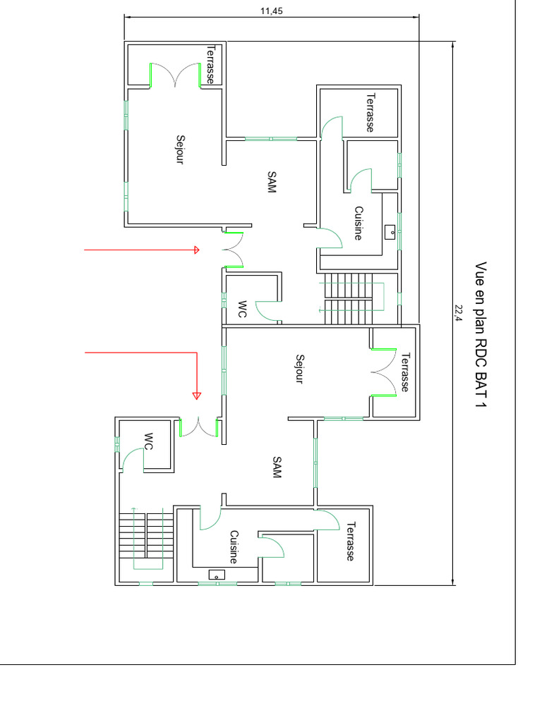 Plan RDC Batiment 1 avec Terrasses | PDF