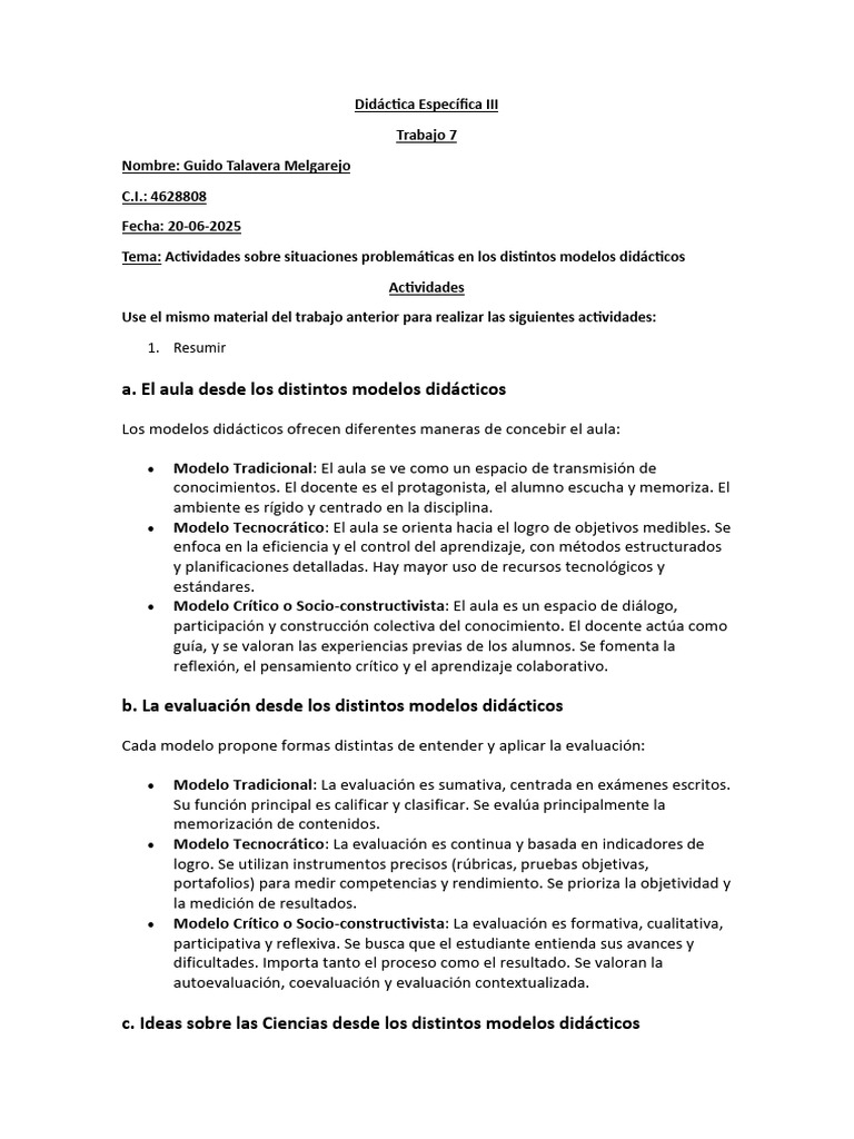 Material 2 Didáctica Específica III | PDF | Evaluación | Aprendizaje
