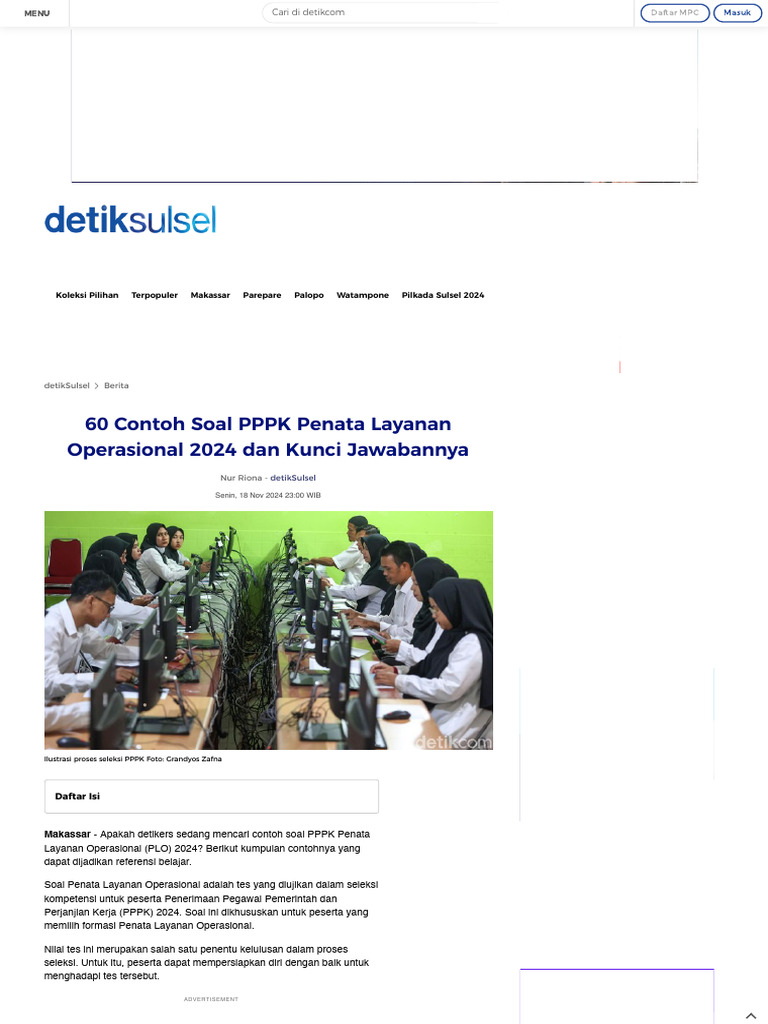 60 Contoh Soal PPPK Penata Layanan Operasional 2024 Dan Kunci Jawabannya | PDF