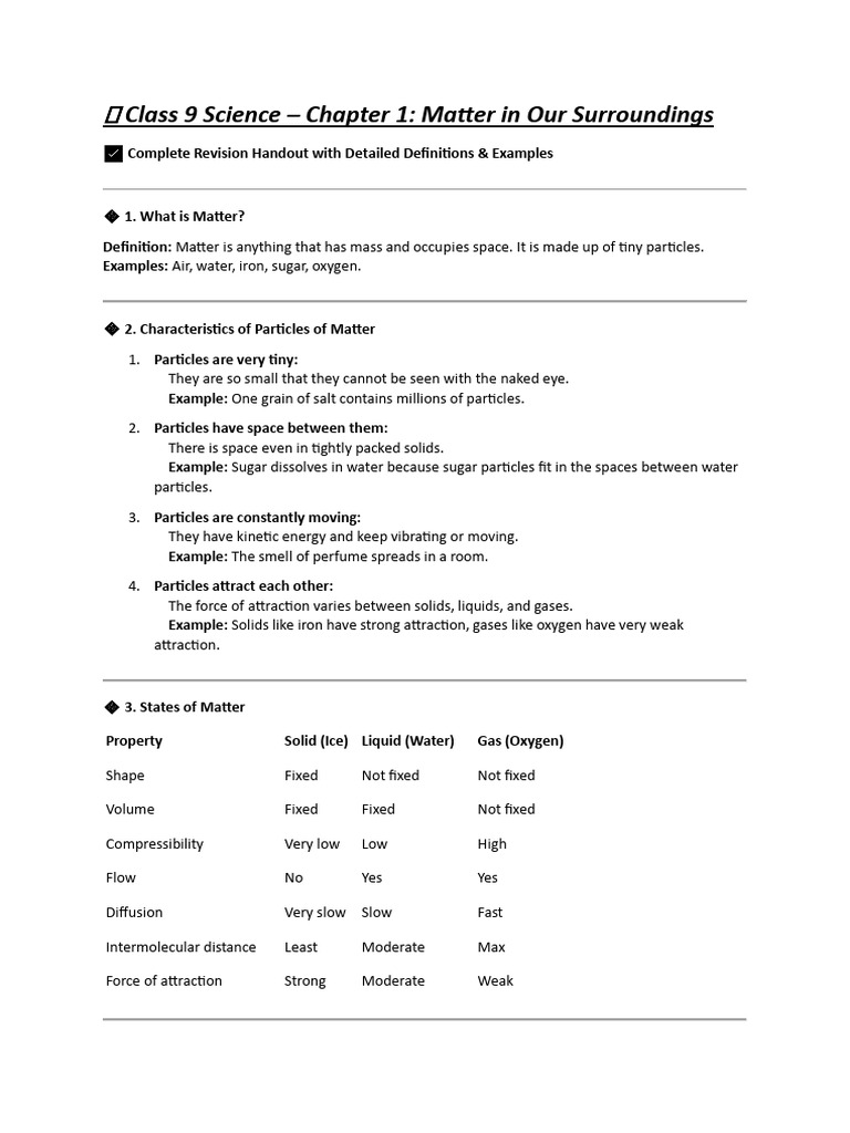 ? Class 9 Science - Ch-1 Notes | PDF | Latent Heat | Liquids