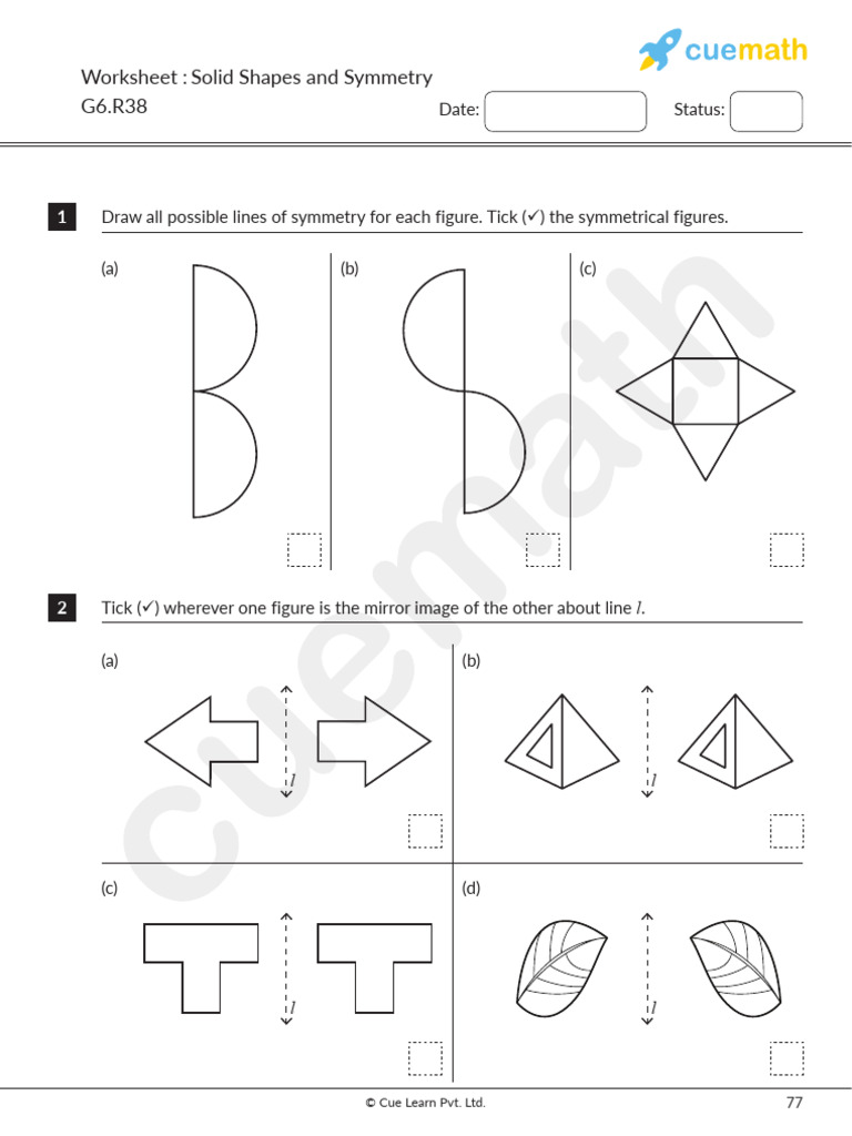 6th Grade Math Worksheets Solid Shapes and Symmetry | PDF