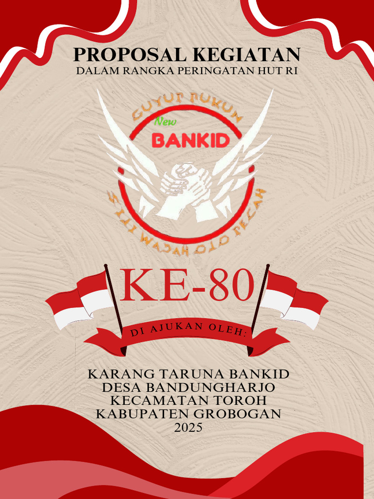 Krem Merah Ilustrasi Minimalis Proposal Kegiatan 17 Agustus | PDF