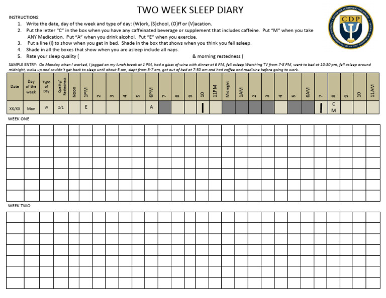 New CDP Sleep Diary | PDF | Alcohol | Drink