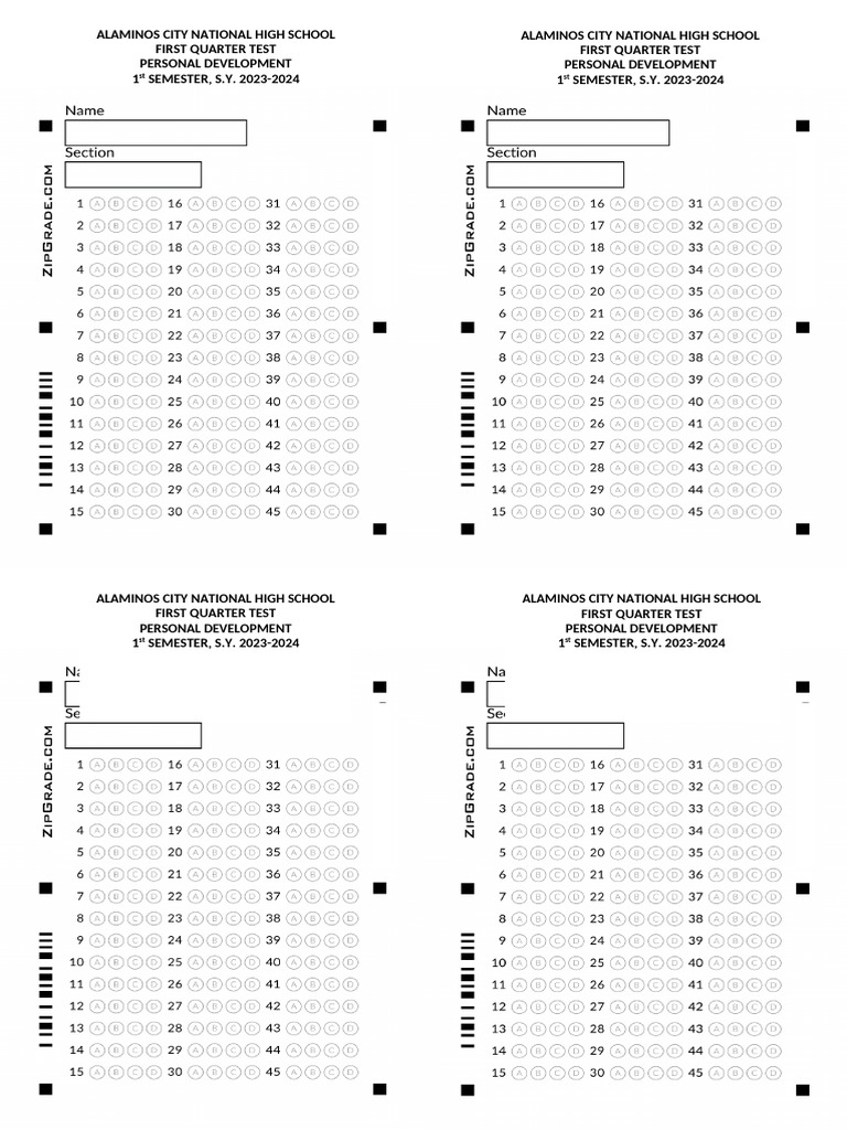 Answer Sheet 1st Quarter in PERDEV | PDF