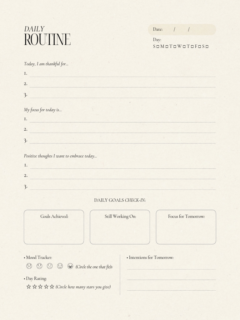 Beige Simple and Modern Daily Check in Journal | PDF