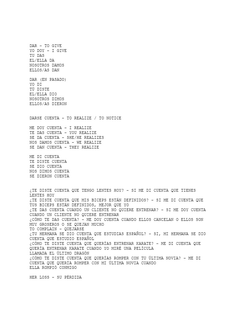 Verbo Darse Cuenta | PDF