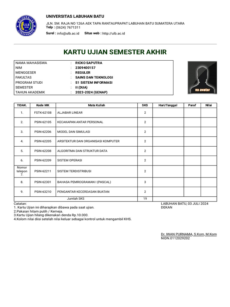 SIAKAD ULB _ Universitas Labuhan Batu _ | PDF