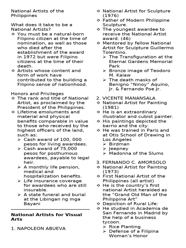 Criteria and Honors of National Artists | PDF | Philippines