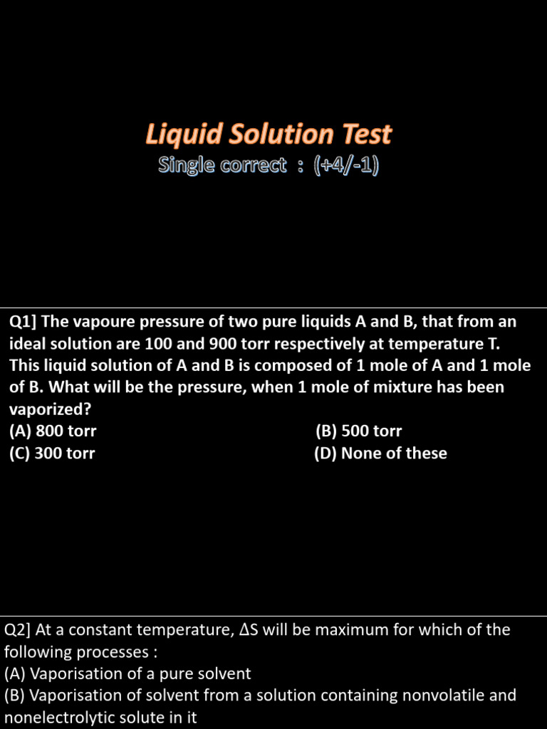 Liquid Solution Test | PDF | Continuum Mechanics | Physical Chemistry