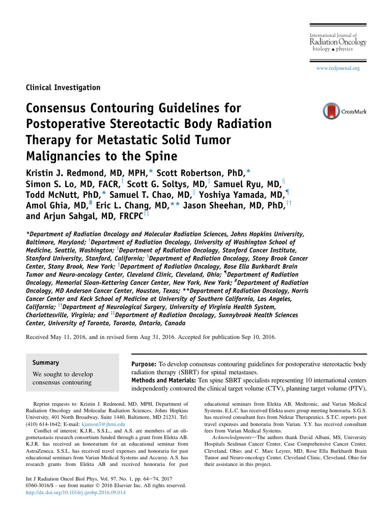 Spine SBRT Contouring Guidelines | PDF | Radiation Therapy | Oncology