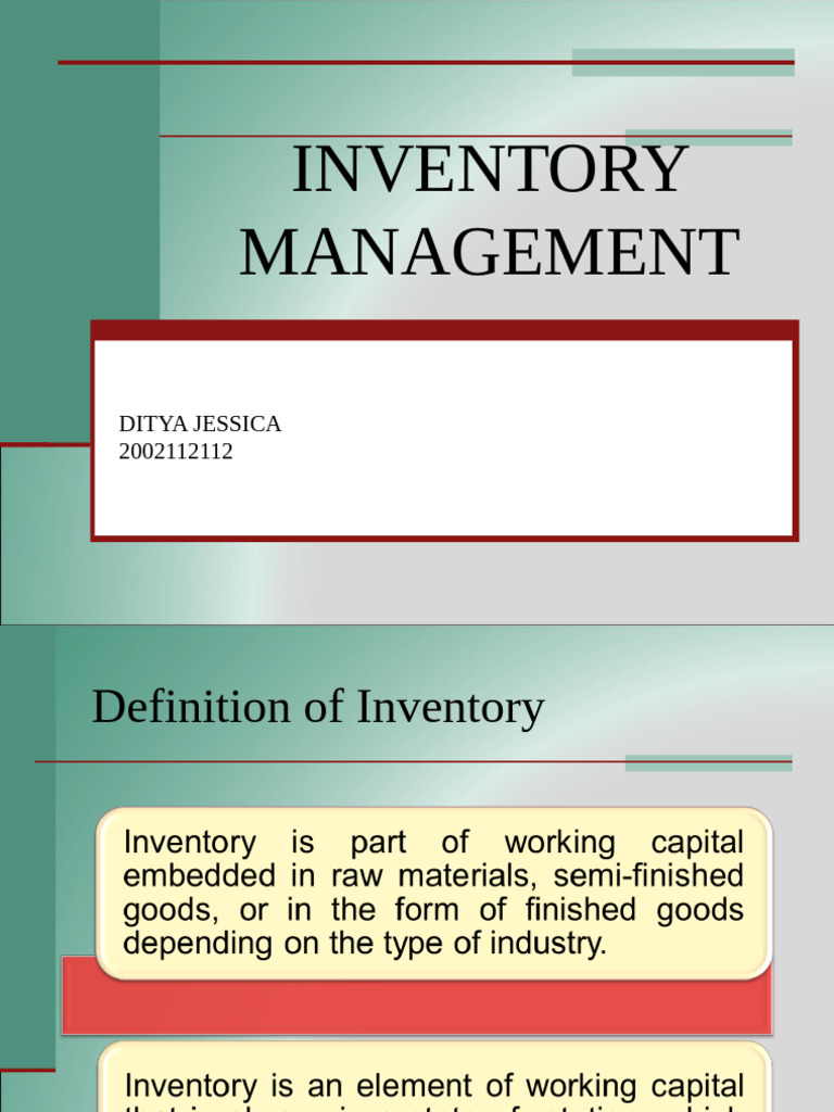Management Inventory - DITYA JESSICA | PDF | Inventory | Warehouse