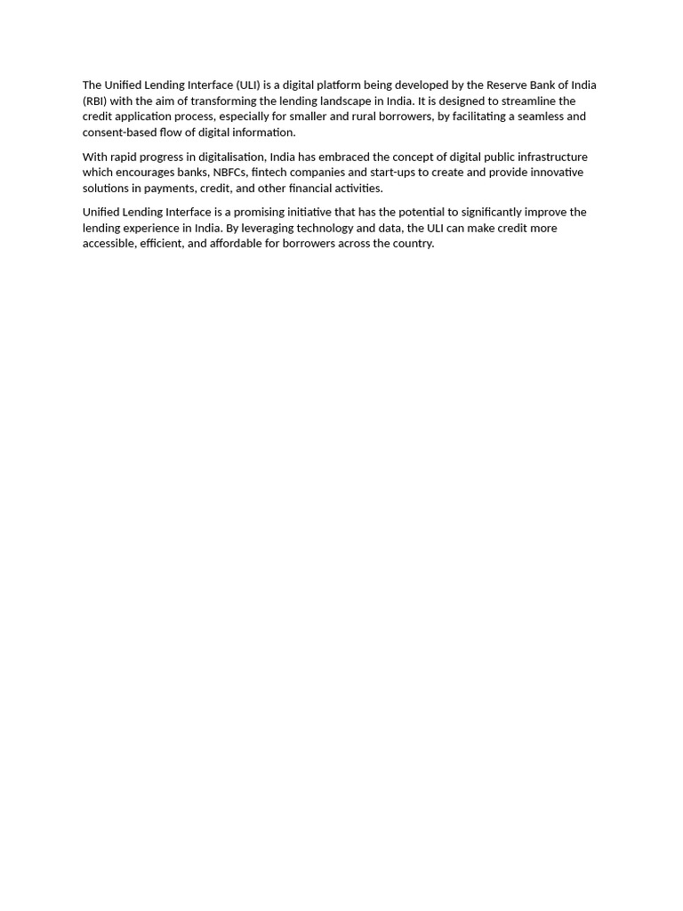 Unified Lending Interface | PDF