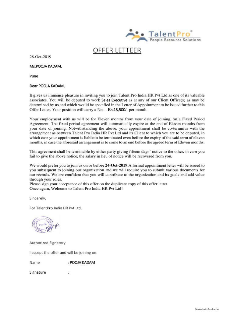 Offer Letter Letter Head | PDF