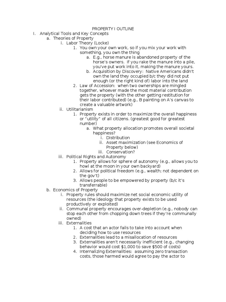 Property I Outline | PDF | Fee Simple | Seisin