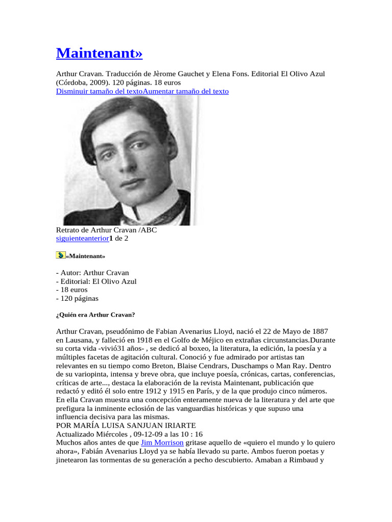 Arthur Cravan: Poesía y Boxeo Vanguardista | PDF | Las artes