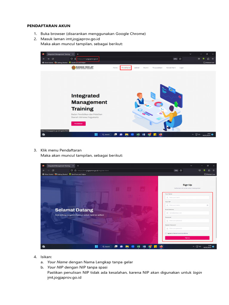 Tutorial Pendaftaran Imt | PDF