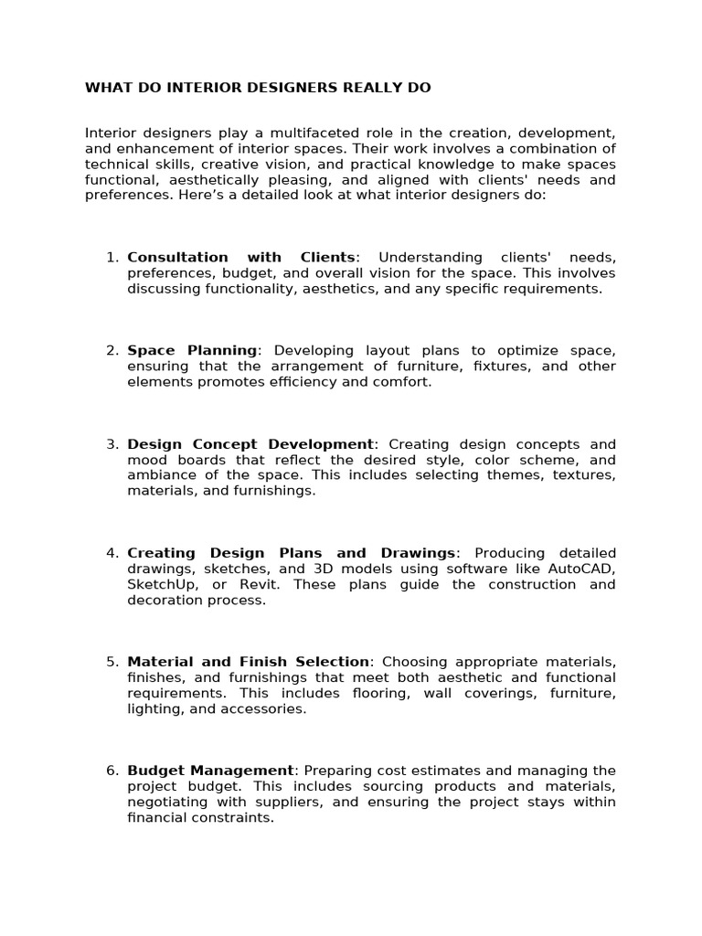 Role of Interior Designers Explained | PDF | Interior Design | Design
