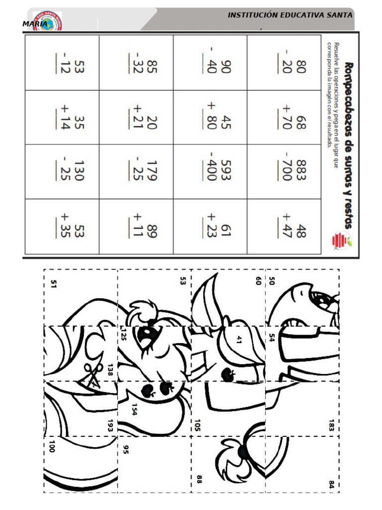 4.1. Sumas Llevando y Restas. Formar Rompecabezas | PDF