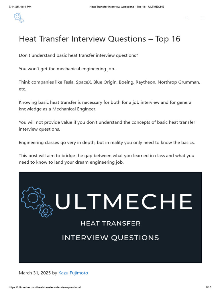 Essential Heat Transfer Interview Questions | PDF | Heat Transfer ...